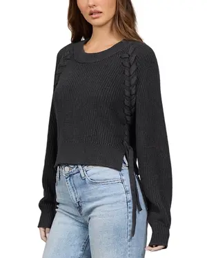Vintage Havana Braided Trim Ribbed Sweater