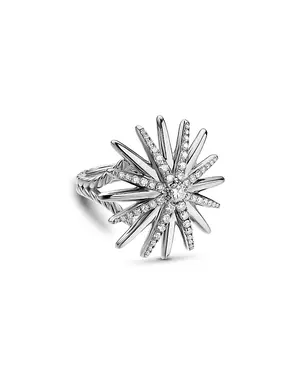 David Yurman Starburst Ring In Sterling With Diamonds, 25mm