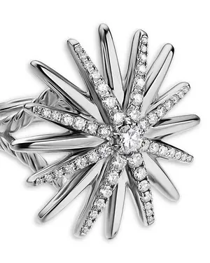 David Yurman Starburst Ring In Sterling With Diamonds, 25mm