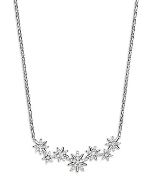 David Yurman Starburst Cluster Necklace In Sterling With Diamonds, 15.5mm