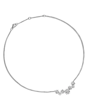 David Yurman Starburst Cluster Necklace In Sterling With Diamonds, 15.5mm