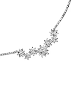 David Yurman Starburst Cluster Necklace In Sterling With Diamonds, 15.5mm