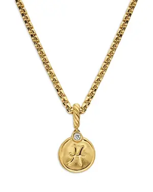 David Yurman Petite Amulet In 18k Yellow Gold With Diamond, 10.4mm - Pisces