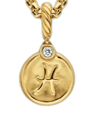 David Yurman Petite Amulet In 18k Yellow Gold With Diamond, 10.4mm - Pisces