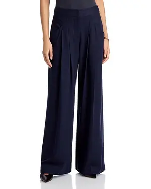 Veronica Beard Tyrell Pleated Wide Leg Pants