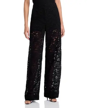 Veronica Beard Trevor Cotton Blend Lace Wide Leg Pants