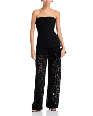 Veronica Beard Trevor Cotton Blend Lace Wide Leg Pants