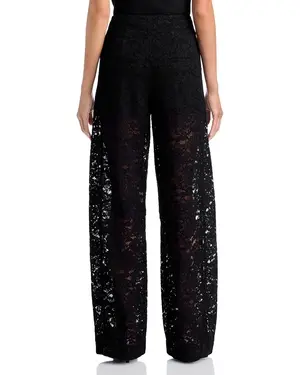 Veronica Beard Trevor Cotton Blend Lace Wide Leg Pants