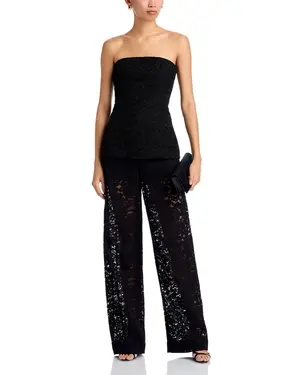 Veronica Beard Trevor Cotton Blend Lace Wide Leg Pants