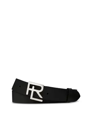 Ralph Lauren Purple Label Rl Vachetta Leather Belt - Black