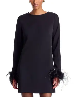 MILLY Eli Feather Mini Dress - Black