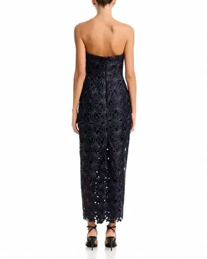 MILLY Orion Lace Strapless Maxi Dress - Black/navy