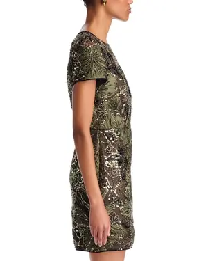 MILLY Sofia Floral Embellished Floral Jacquard Mini Dress