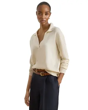 Ralph Lauren Cotton Blend Polo Sweater - Cream
