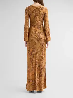 Hemant & Nandita Paisley Column Maxi Dress