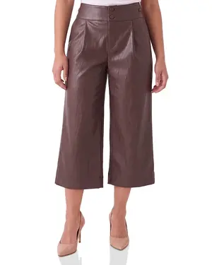 Bagatelle Faux Leather High Rise Crop Pants - Umber