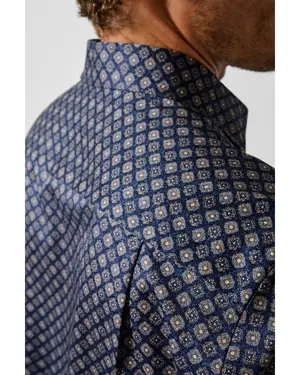 David Donahue Cotton Geometric Sport Shirt