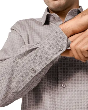 David Donahue Cotton Geometric Sport Shirt