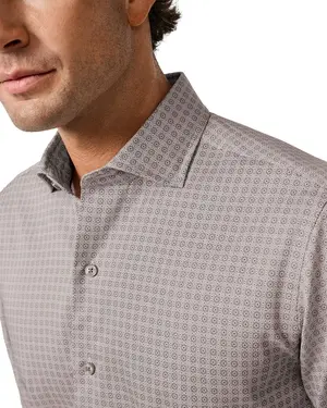 David Donahue Cotton Geometric Sport Shirt