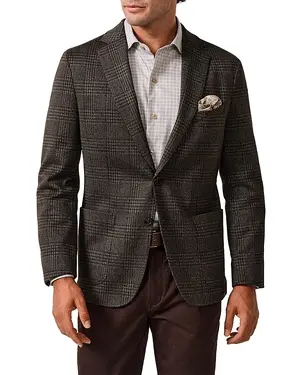 David Donahue Jackson Plaid Knit Soft Coat - Brown