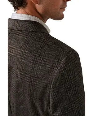 David Donahue Jackson Plaid Knit Soft Coat - Brown