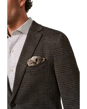 David Donahue Jackson Plaid Knit Soft Coat - Brown