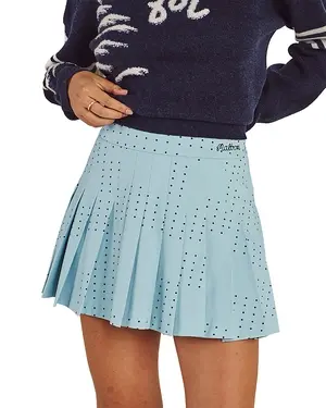 MALBON Rubi Dot Pleated Mini Skirt - Light Blue