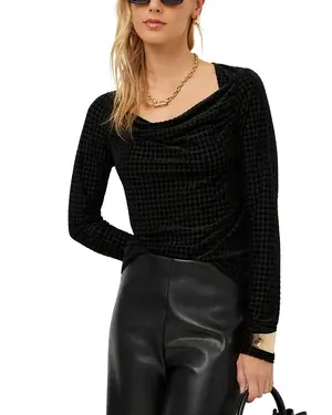 Fifteen Twenty Payton Velvet Burnout Cowl Neck Top