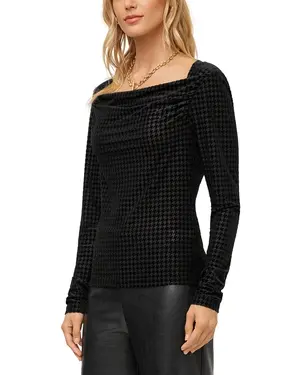 Fifteen Twenty Payton Velvet Burnout Cowl Neck Top