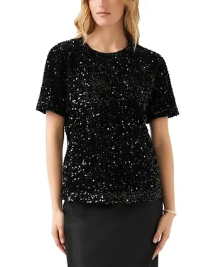 Karen Kane Velvet Sequin Top Black