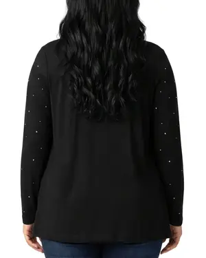Karen Kane Plus Embellished Drape Cardigan