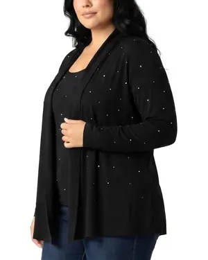 Karen Kane Plus Embellished Drape Cardigan
