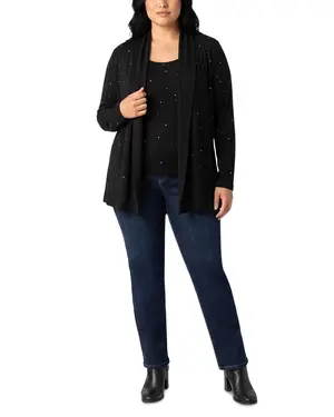 Karen Kane Plus Embellished Drape Cardigan