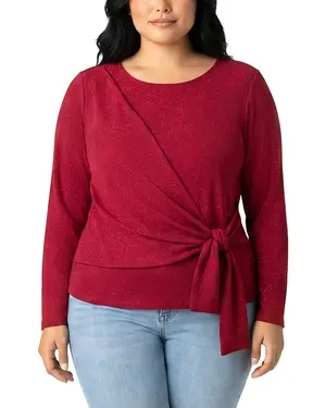 Karen Kane Plus Metallic Knit Side Tie Top