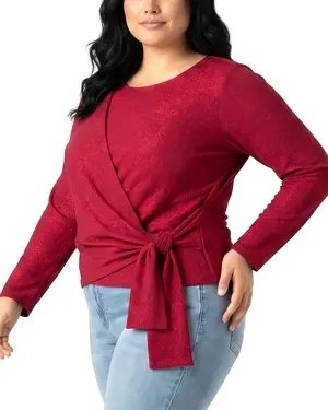 Karen Kane Plus Metallic Knit Side Tie Top