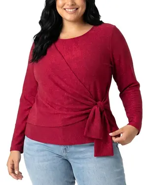 Karen Kane Plus Metallic Knit Side Tie Top