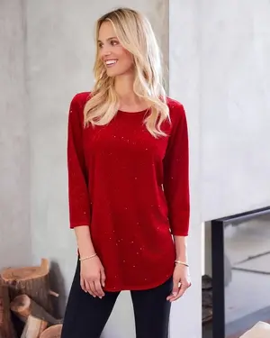 Karen Kane Velvet Sparkle Shirttail Top