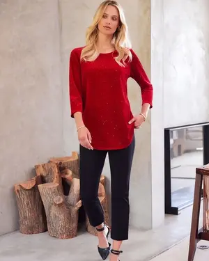 Karen Kane Velvet Sparkle Shirttail Top