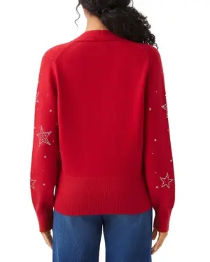 Karen Kane Embellished Star Wrap Sweater - Red