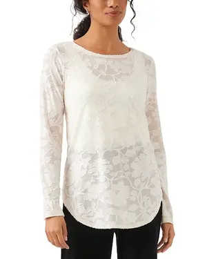 Karen Kane Burnout Shirttail Top - Cream