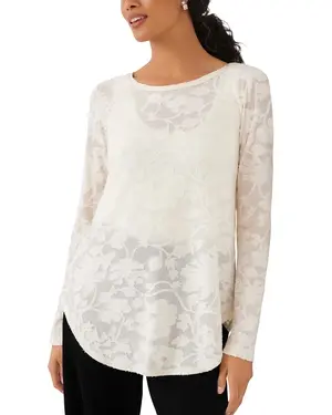 Karen Kane Burnout Shirttail Top - Cream