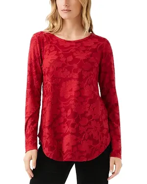 Karen Kane Burnout Shirttail Top - Red