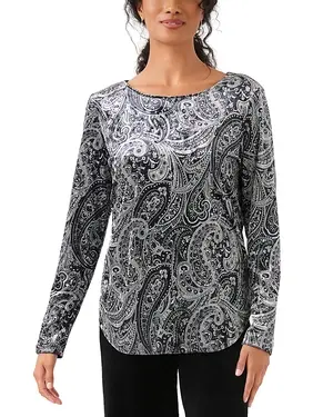 Karen Kane Petite Velvet Shirttail Top - Black/grey