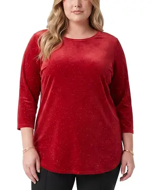 Karen Kane Plus Velvet Sparkle Shirttail Top