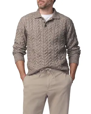 Joe's Jeans Cable Knit Long Sleeve Polo Sweater - Brindle