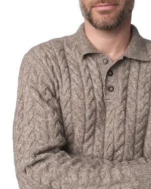 Joe's Jeans Cable Knit Long Sleeve Polo Sweater