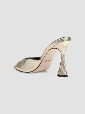 L'AGENCE Avery 100mm Embossed Metallic Leather Sandals