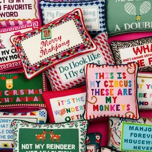 FURBISH Merry Mahjong Needlepoint Pillow