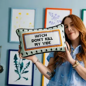 FURBISH Witch Don't Kill My Vibe Needlepoint Pillow