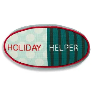 FURBISH Holiday Helper Needlepoint Pillow - Turquoise
